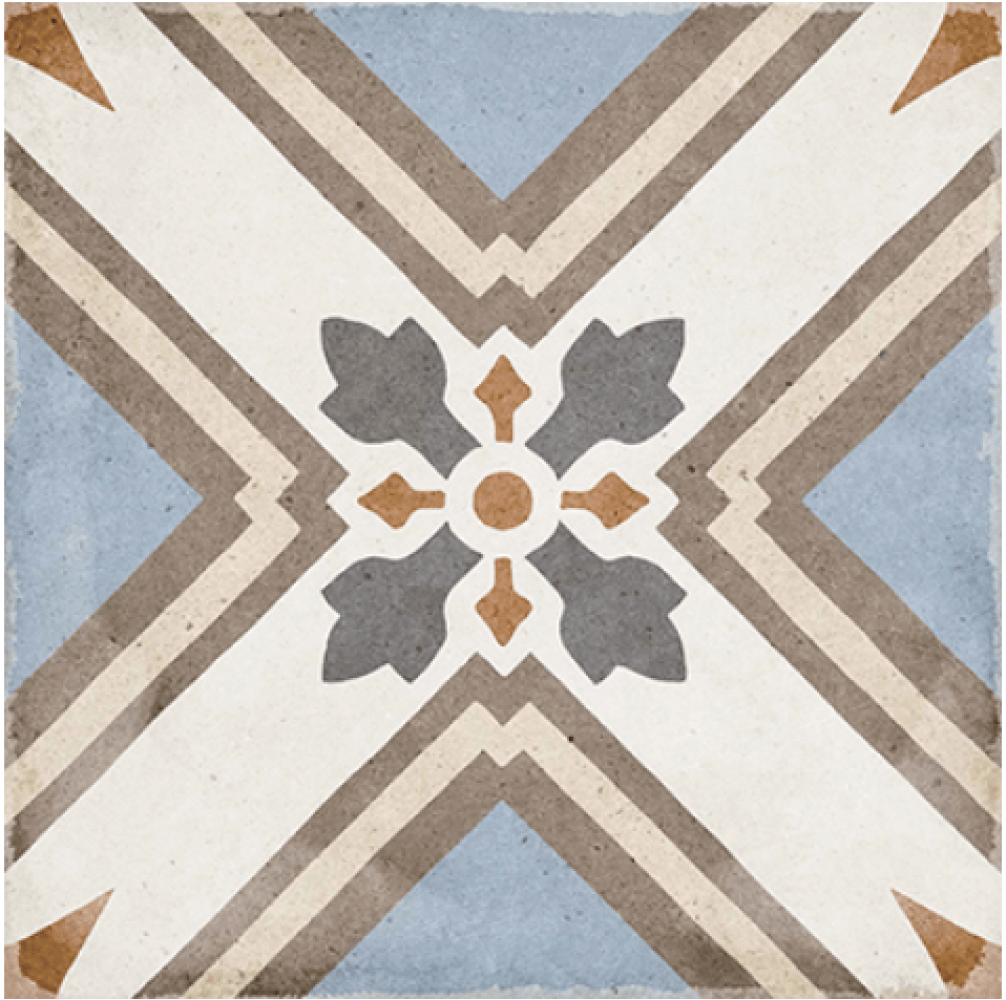 Керамогранит Equipe Art Nouveau Turin Color, 20x20, орнамент, голубой ...
