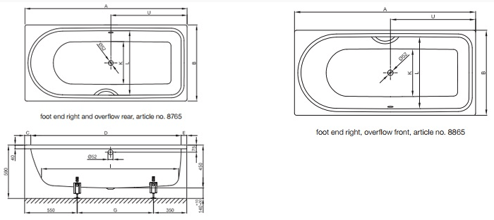 Стальная ванна Bette Ocean 8765 170x80 купить в Москве.