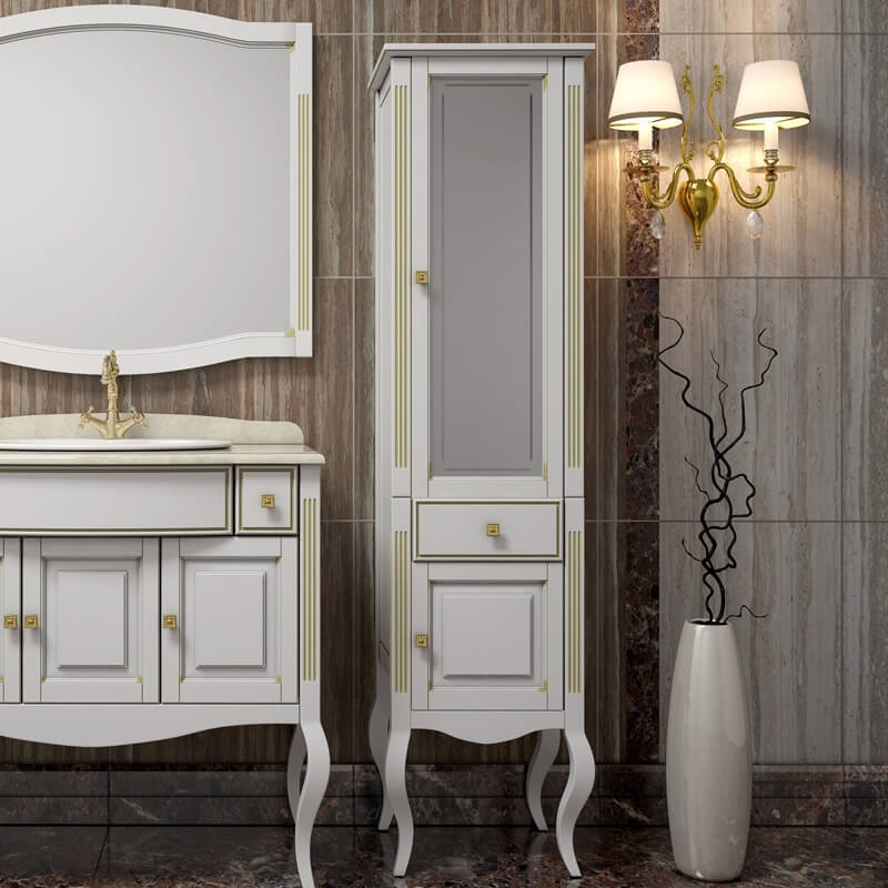 Шкаф-пенал Opadiris Лаура R белый с патиной Z0000006524 купить в Москве.