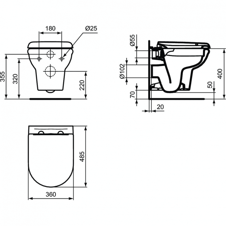 Унитаз подвесной Ideal Standard Exacto Rimless R002601 купить в Москве.